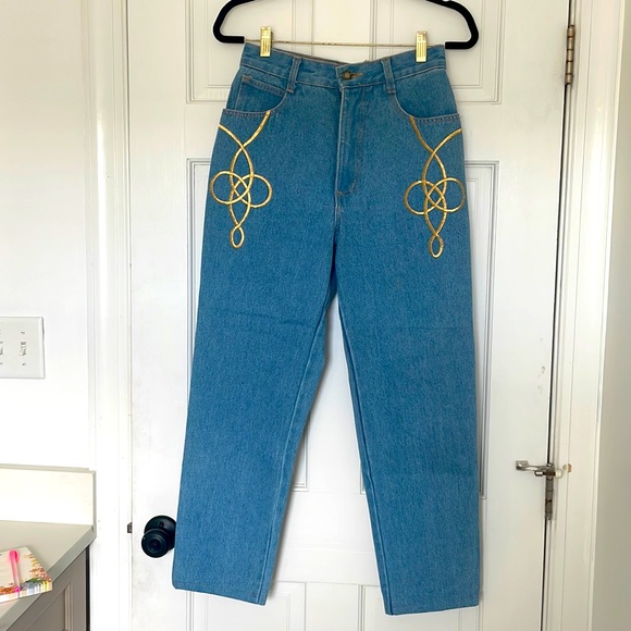 Jeans | Monique Jeans With Gold Embroidered Detail | Poshmark